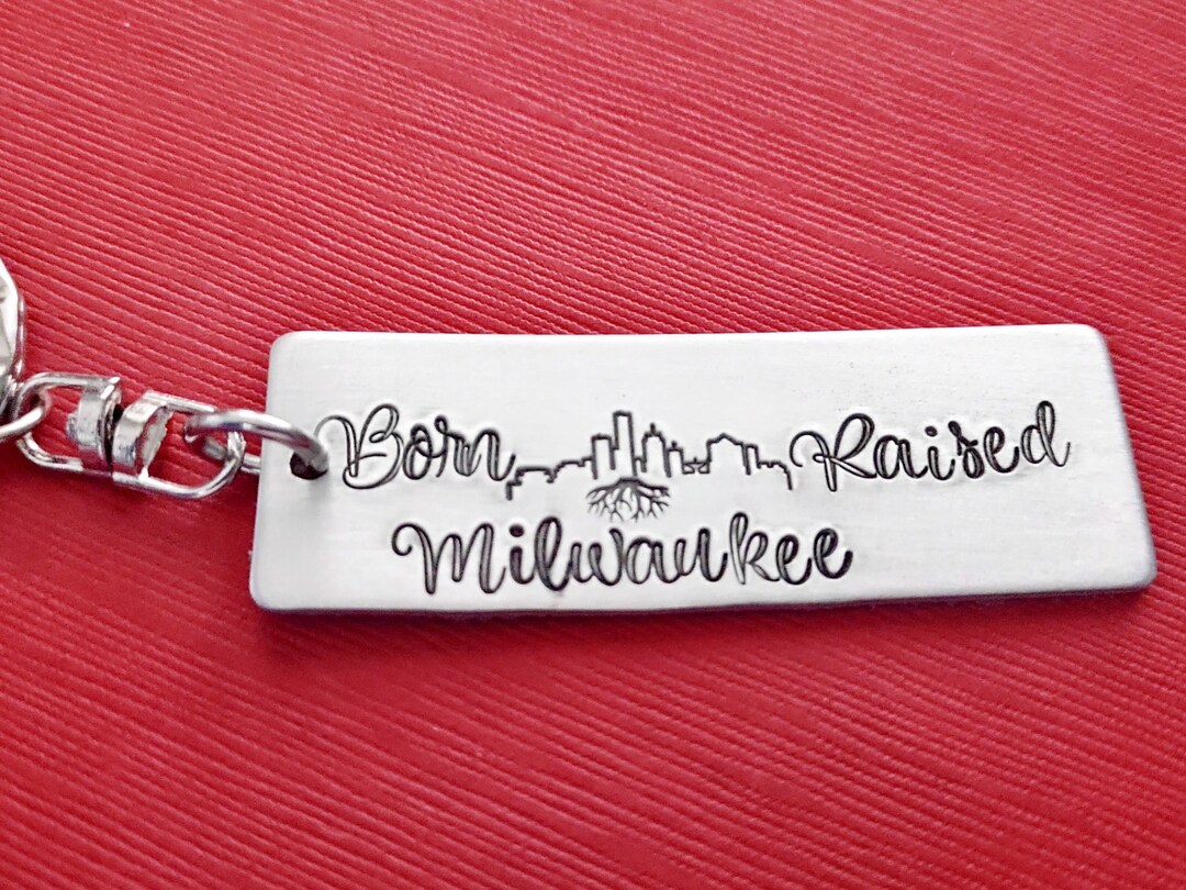 Milwaukee Skyline Keychain, Hand Stamped Custom Key Chains, Born ...