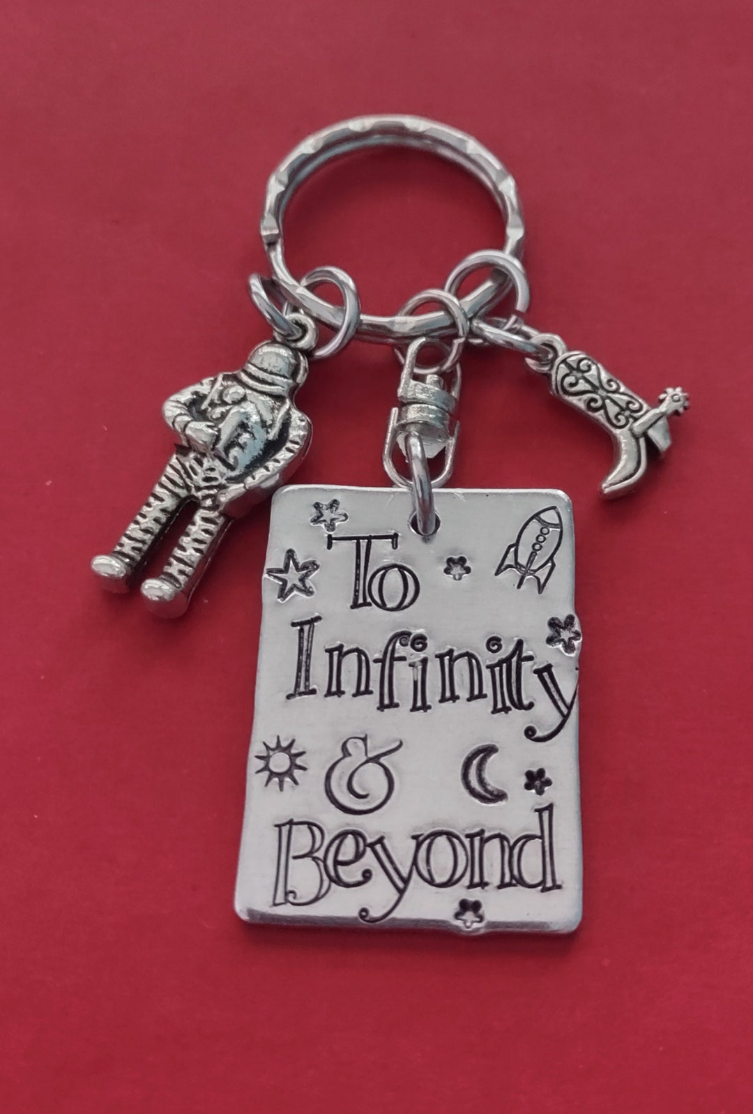 Love You to Infinity and Beyond Key Chain, Hand Stamped Keychain, Toy ...