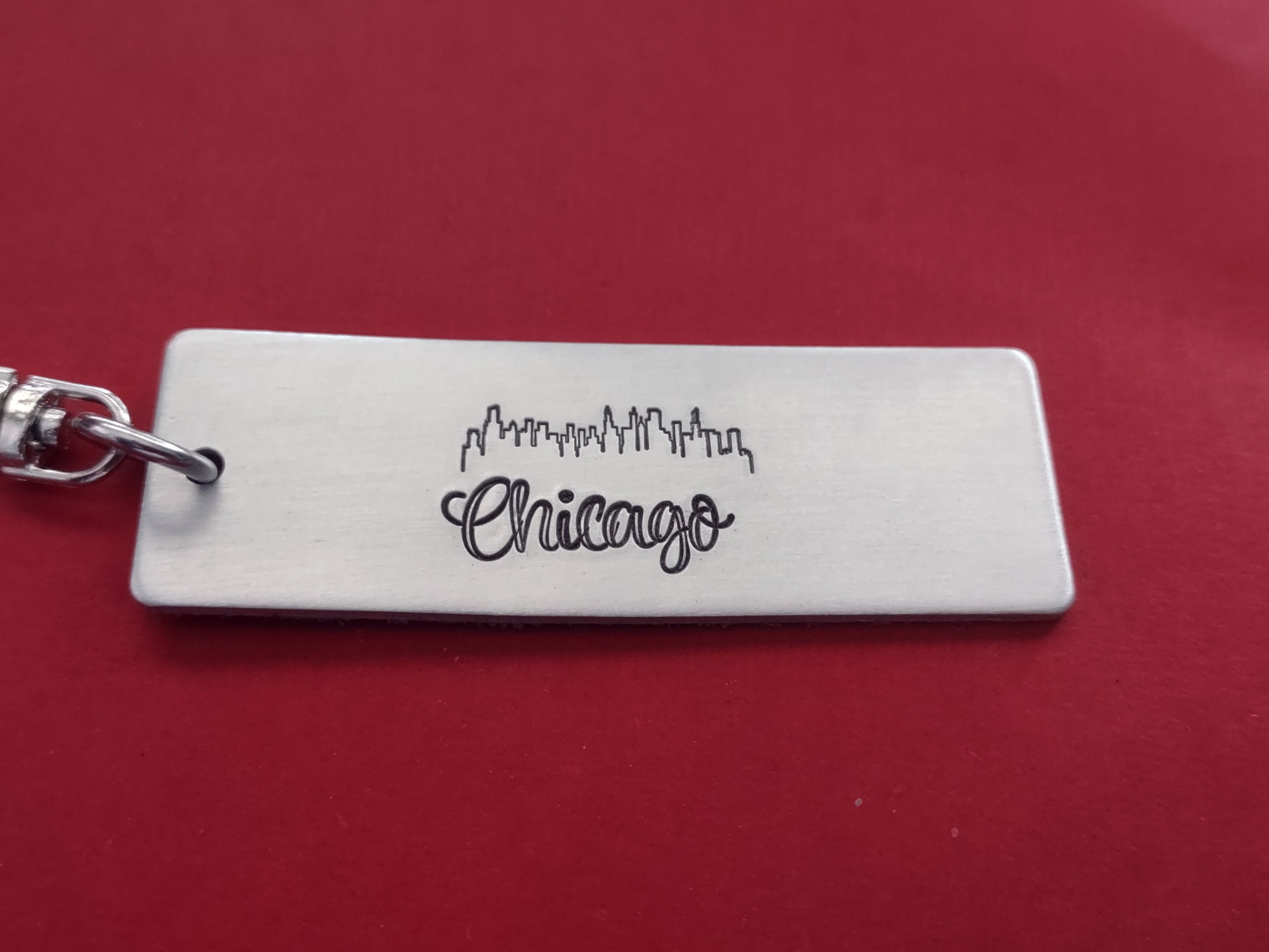 Chicago Skyline Keychain Hand Stamped Custom Key Chain | Etsy