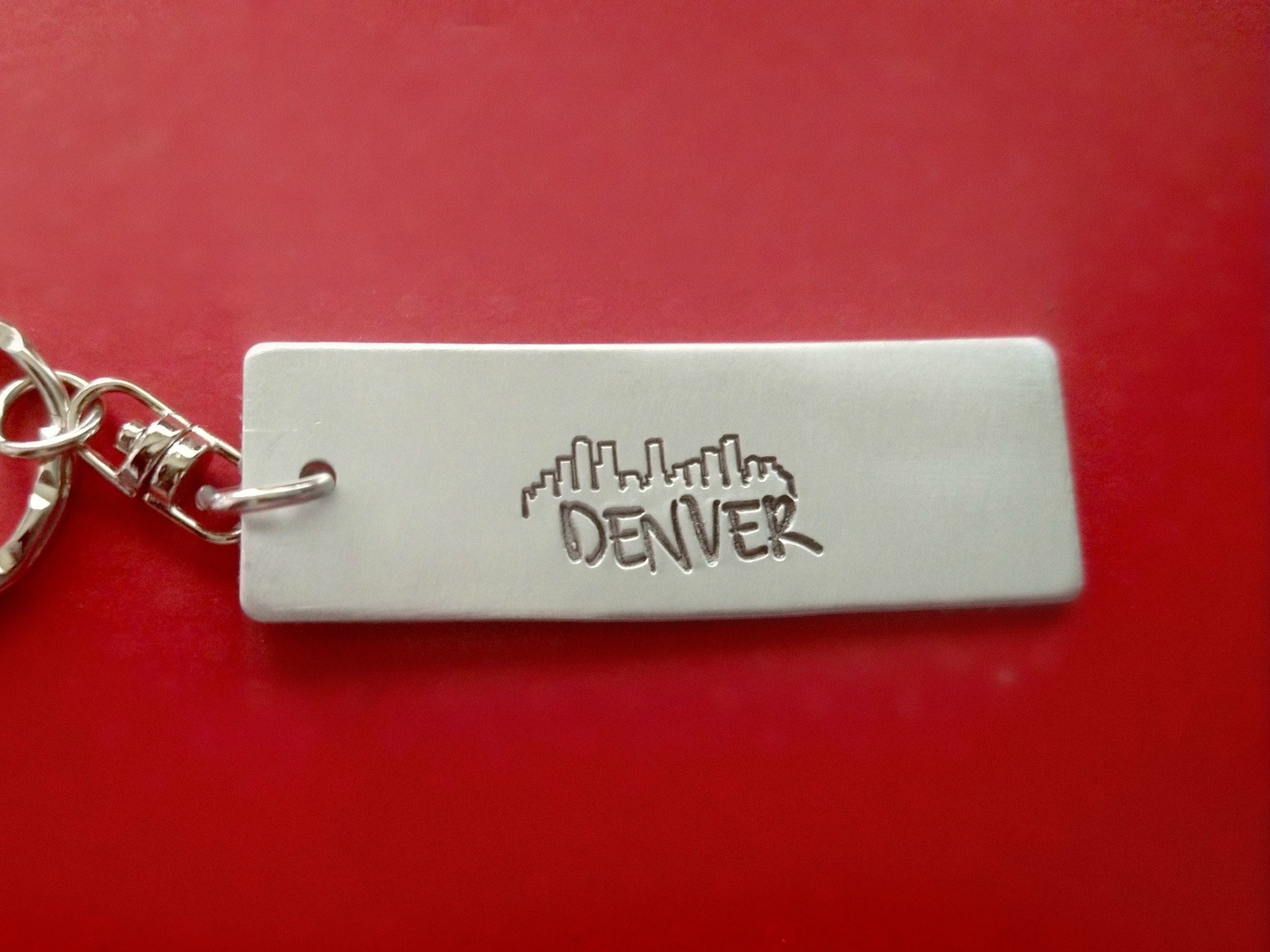 Denver Skyline Keychain Hand Stamped Custom Key Chain - Etsy