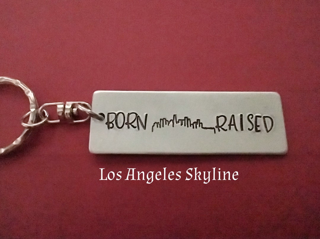 Los Angeles Skyline Keychain, LA Skyline, Hand Stamped Custom Key ...