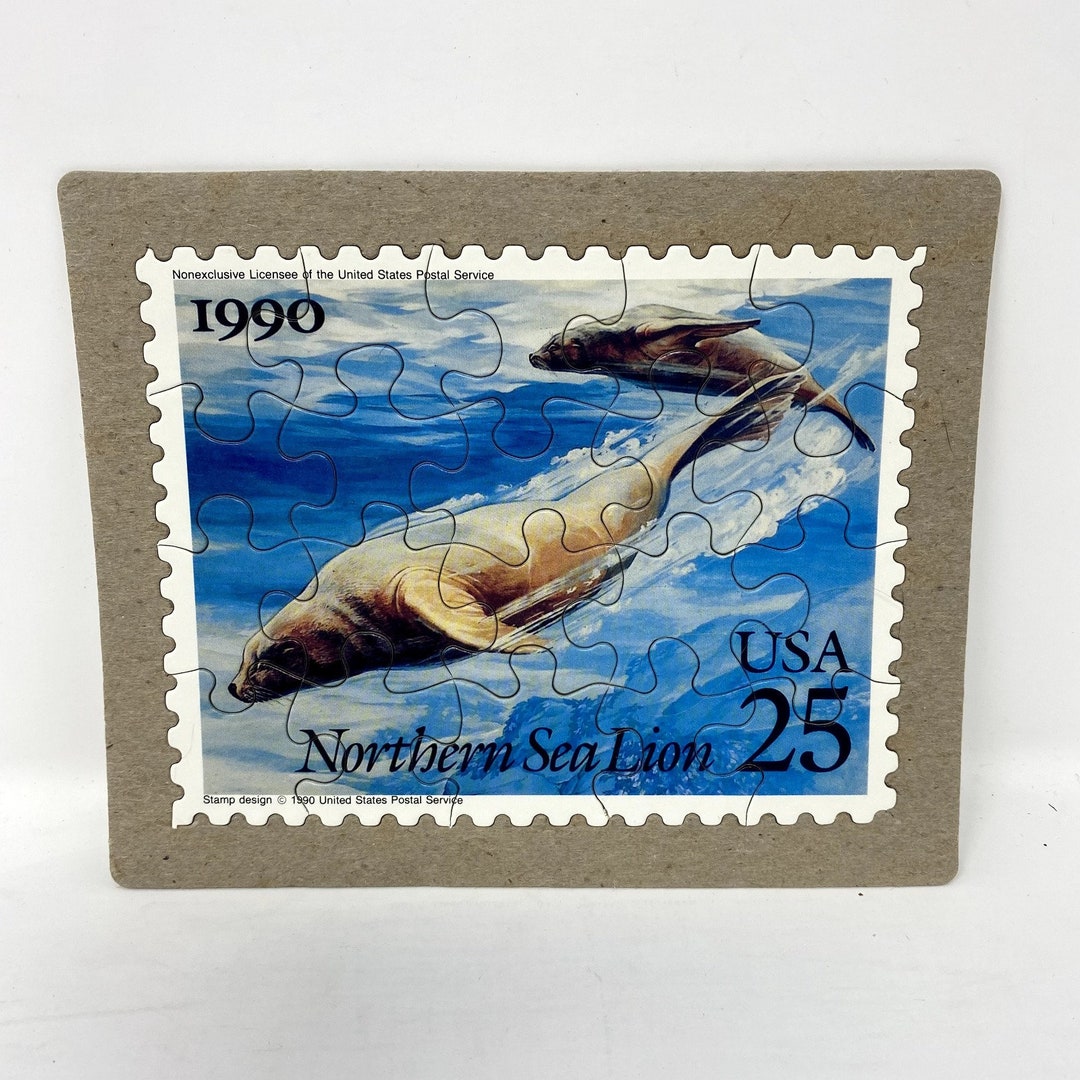 Vintage 1990 US Post Office Northern Sea Lion Jigsaw Puzzle Postcard - Etsy