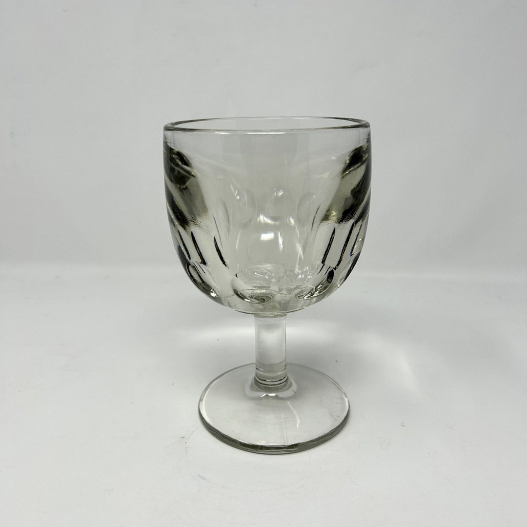 Vintage Clear Chunky Glass Thumbprint Goblet - Single - Etsy