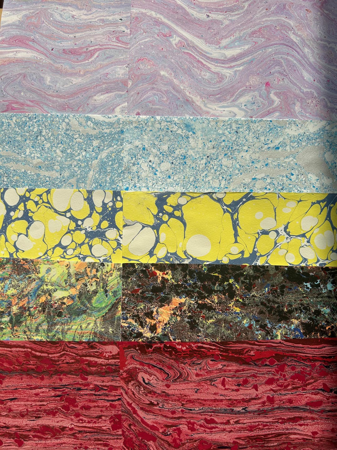 Ten Sheets, Hand Marbled Paper for Bookbinding, 9.5 X 12.5, Decorative ...