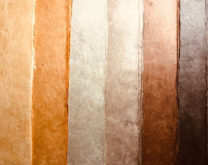 Handmade Himalayan Lokta Paper, 19" X 29", Vegetable Dyed, Tan, Rust ...