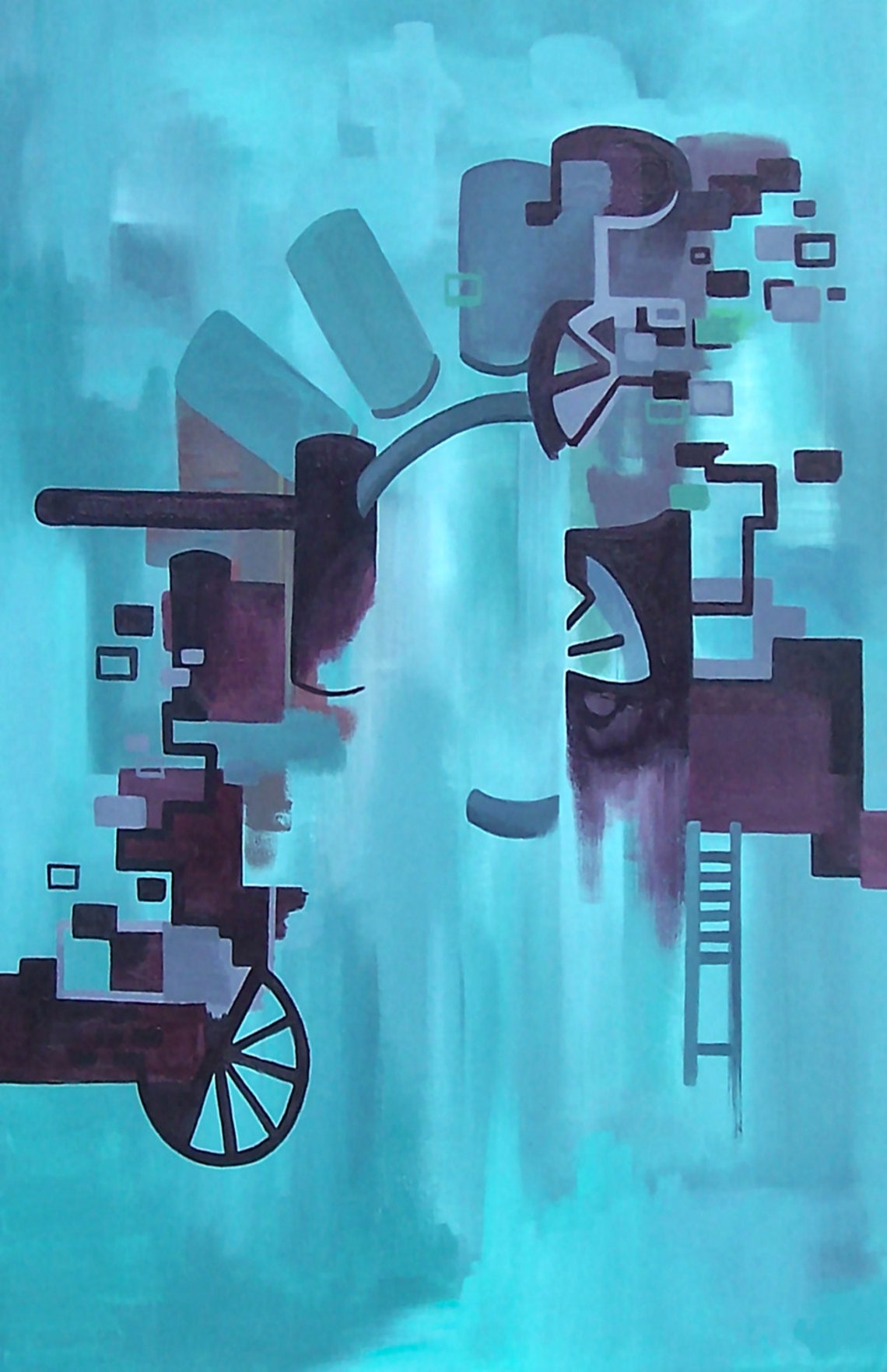 Original Modern Abstract Painting, Blue Abstract Art, Contemporary ...