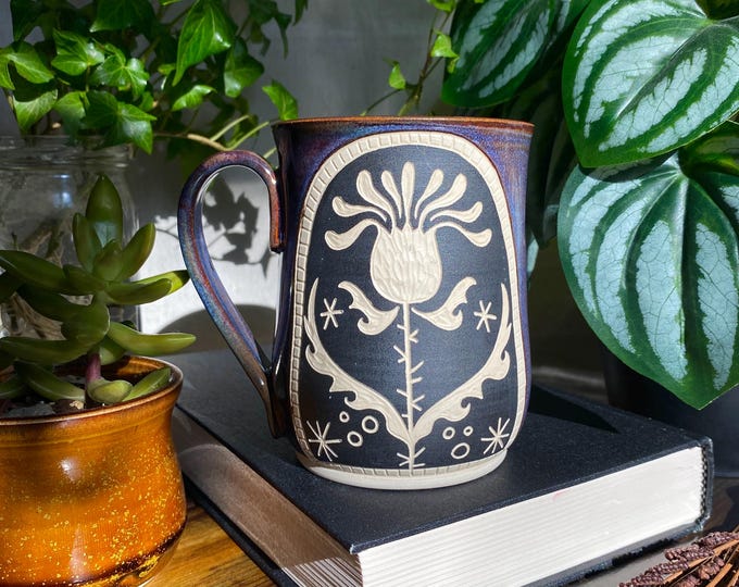 Amethyst Thistle Mug | 19 Fl Oz | Handmade Ceramics - Etsy