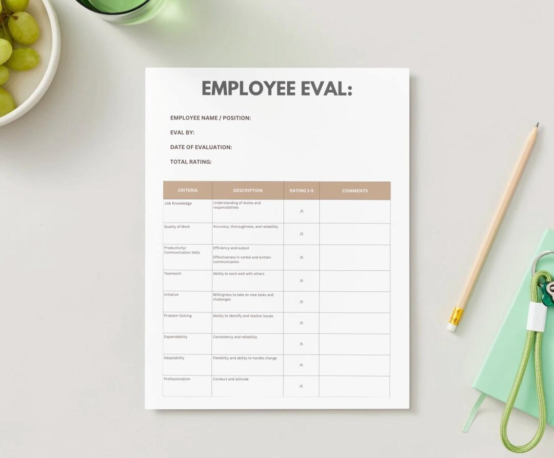 Employee Eval Form | Employee Evaluation | Performance Review ...