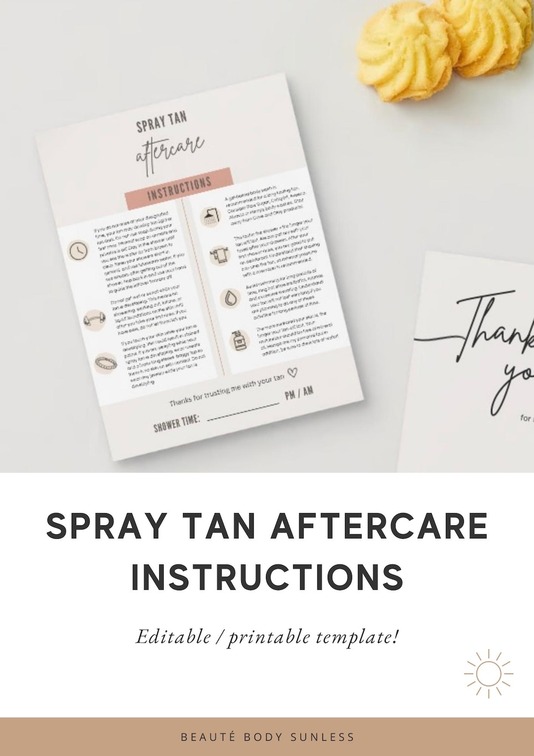 Spray Tan Aftercare Template, Editable Spray Tan Care Card, Tan Care ...