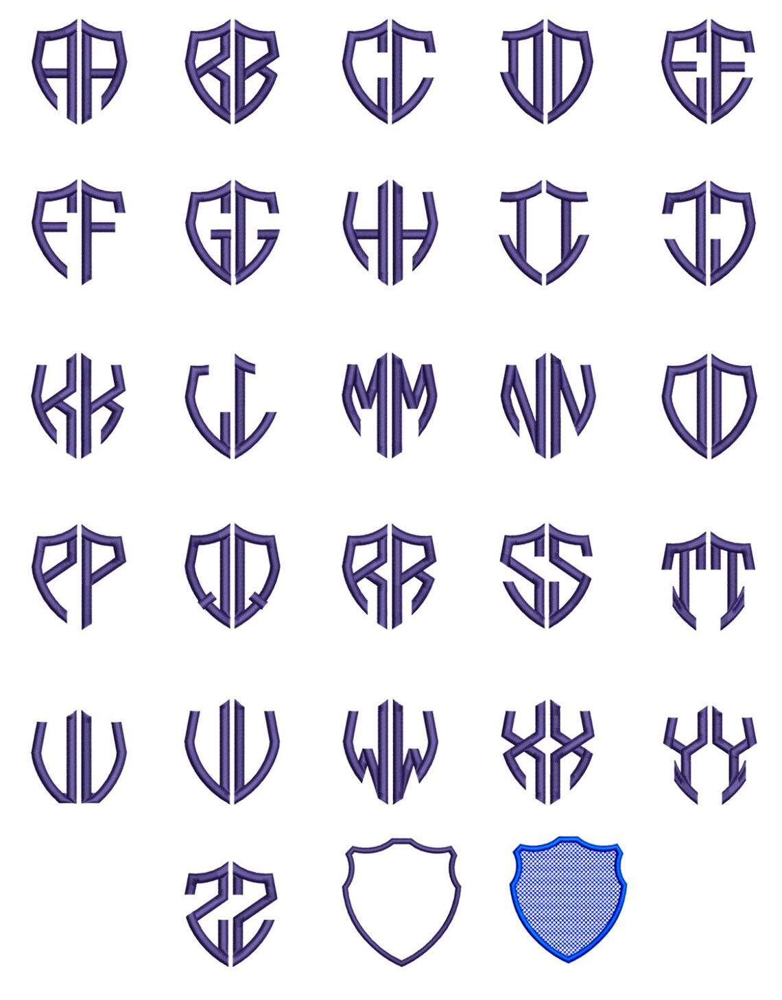 Shield Monogram Embroidery Font Machine Design 26 Letters 2 | Etsy