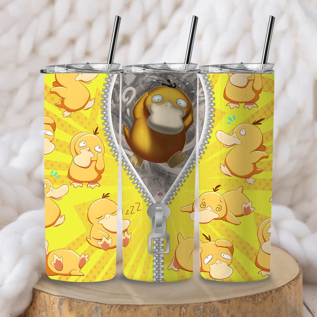PKM Psyduck Anime 20oz Skinny Tumbler, Psyduck 20oz Stanley Tumbler Cup ...