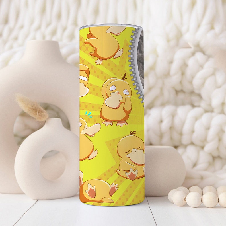 PKM Psyduck Anime 20oz Skinny Tumbler, Psyduck 20oz Stanley Tumbler Cup ...