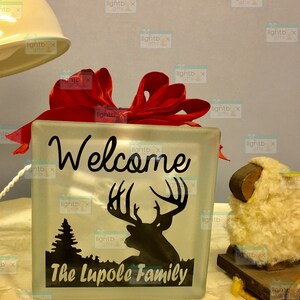 Welcome Lightbox With Buck Laying in the Grass Glass Block Box - Etsy