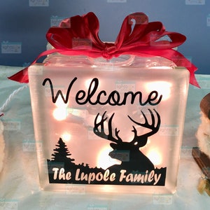 Welcome Lightbox With Buck Laying in the Grass Glass Block Box - Etsy