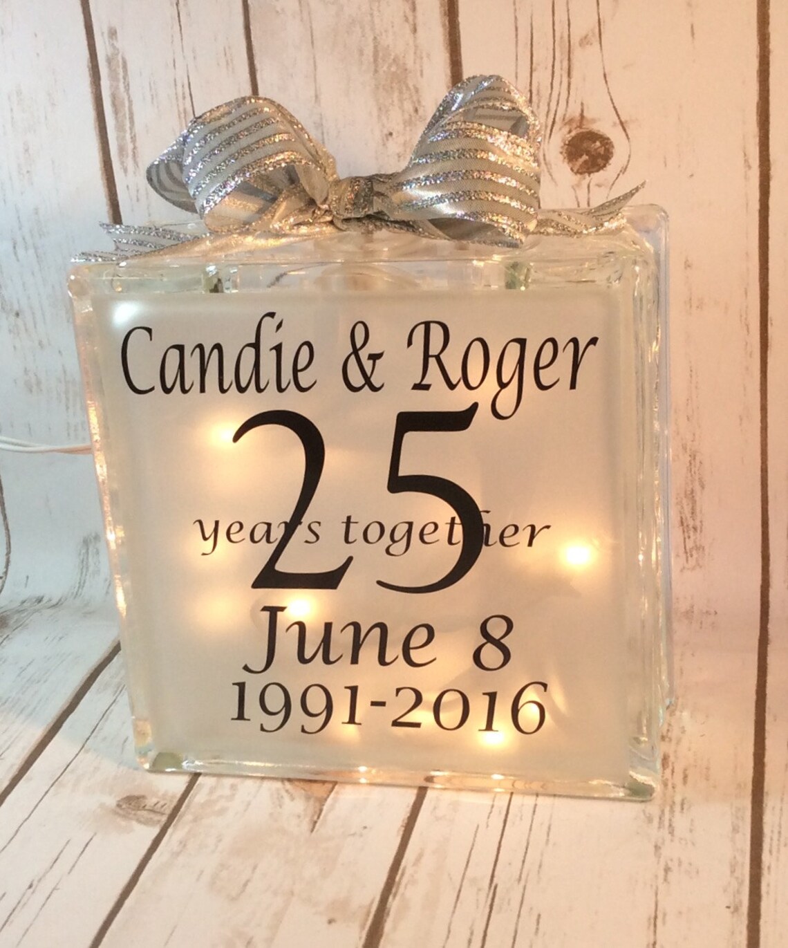 Anniversary Lighted Glass Block Wedding Table Centerpiece | Etsy Canada