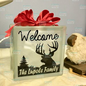 Welcome Lightbox With Buck Laying in the Grass Glass Block Box - Etsy
