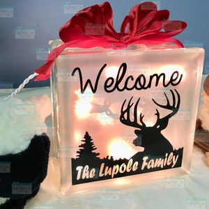 Welcome Lightbox With Buck Laying in the Grass Glass Block Box - Etsy