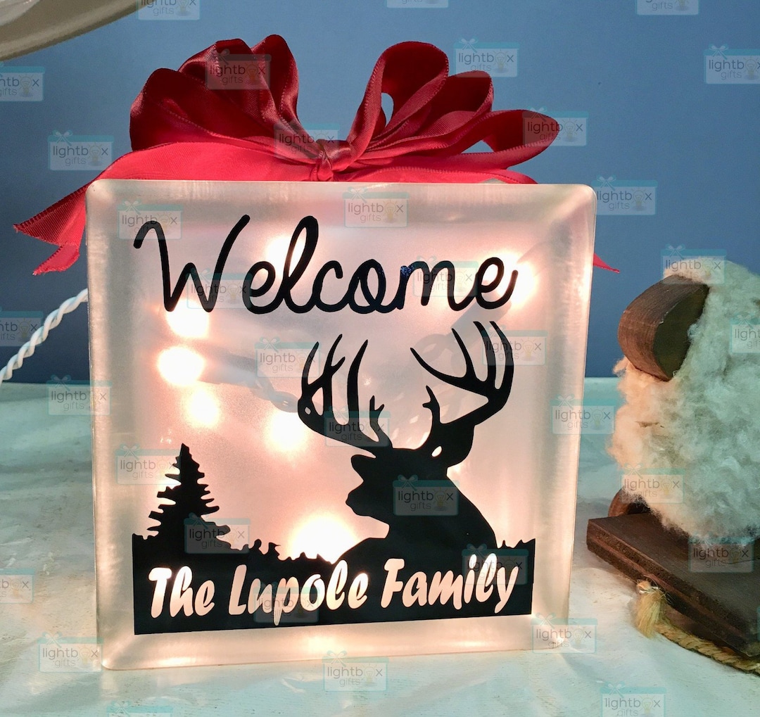 Welcome Lightbox With Buck Laying in the Grass Glass Block Box - Etsy