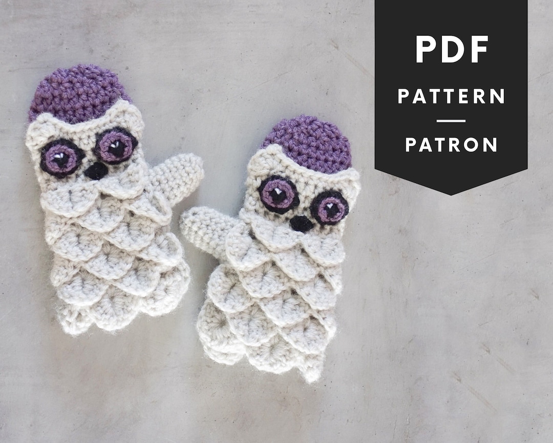 Crochet Owl Mittens Pattern for Kids Fingerless Animal Gloves for Girl ...
