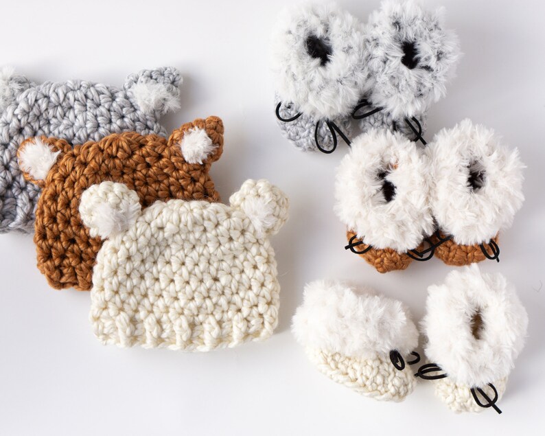 Crochet Nordic Animal Baby Hat & Booties Pattern (PDF Download) - Etsy