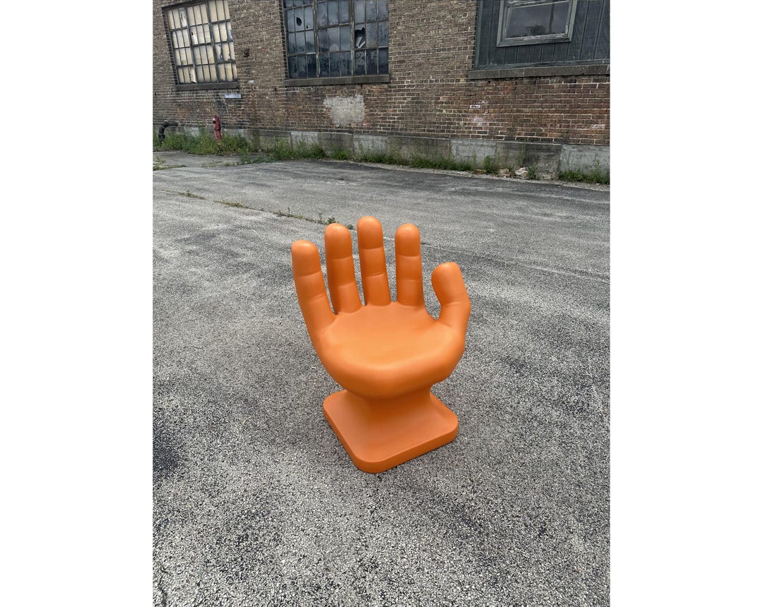 Orange RIGHT Hand Shaped Chair 32" Tall Adult Size 70's Retro EAMES ...