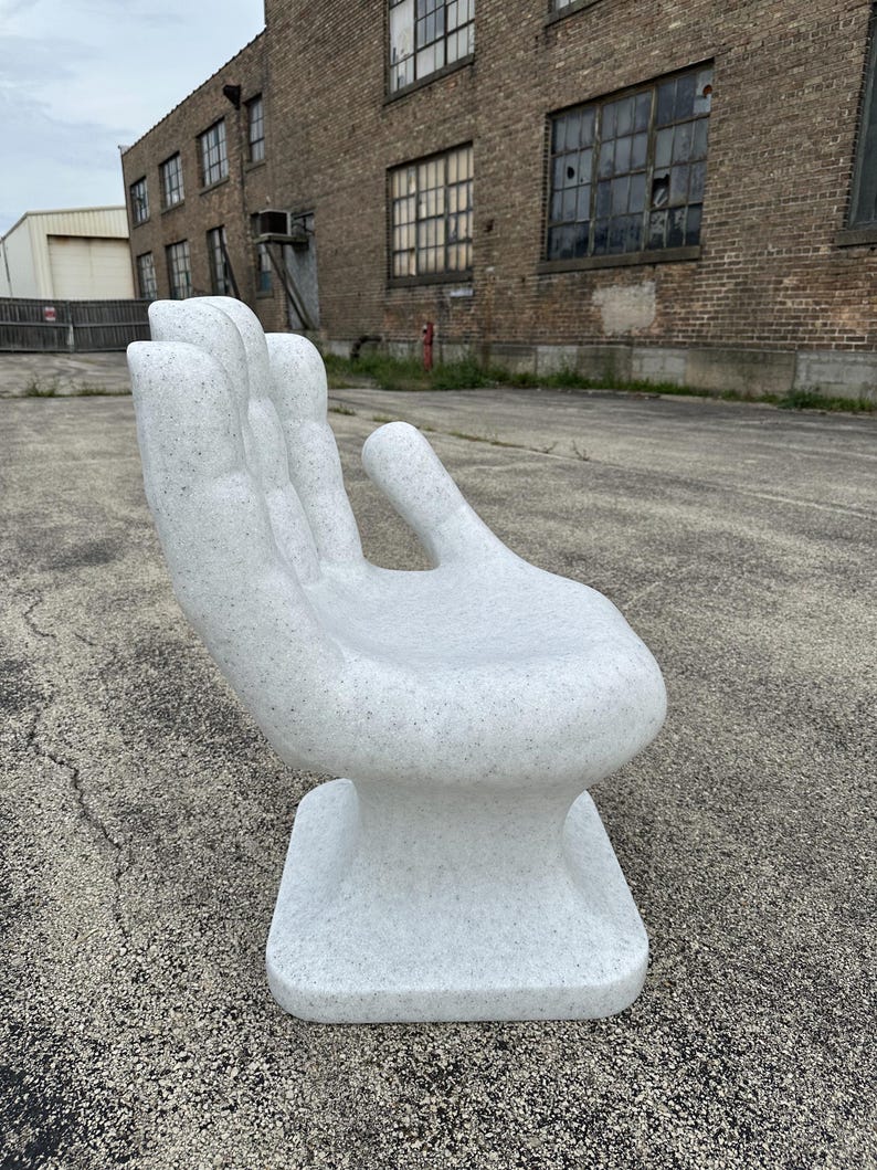 Faux Granite White Stone RIGHT Hand Shaped Chair 32" Tall Adult Size 70 ...