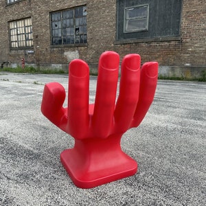 Red RIGHT Hand Shaped Chair 32" Tall Adult Size 70's Retro EAMES Icarly ...
