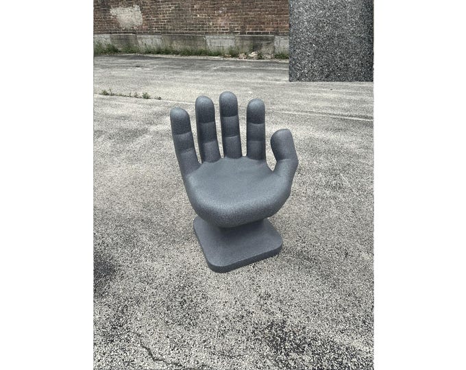 Faux Granite Dark Gray RIGHT Hand Shaped Chair 32" Tall Adult Size 70's ...