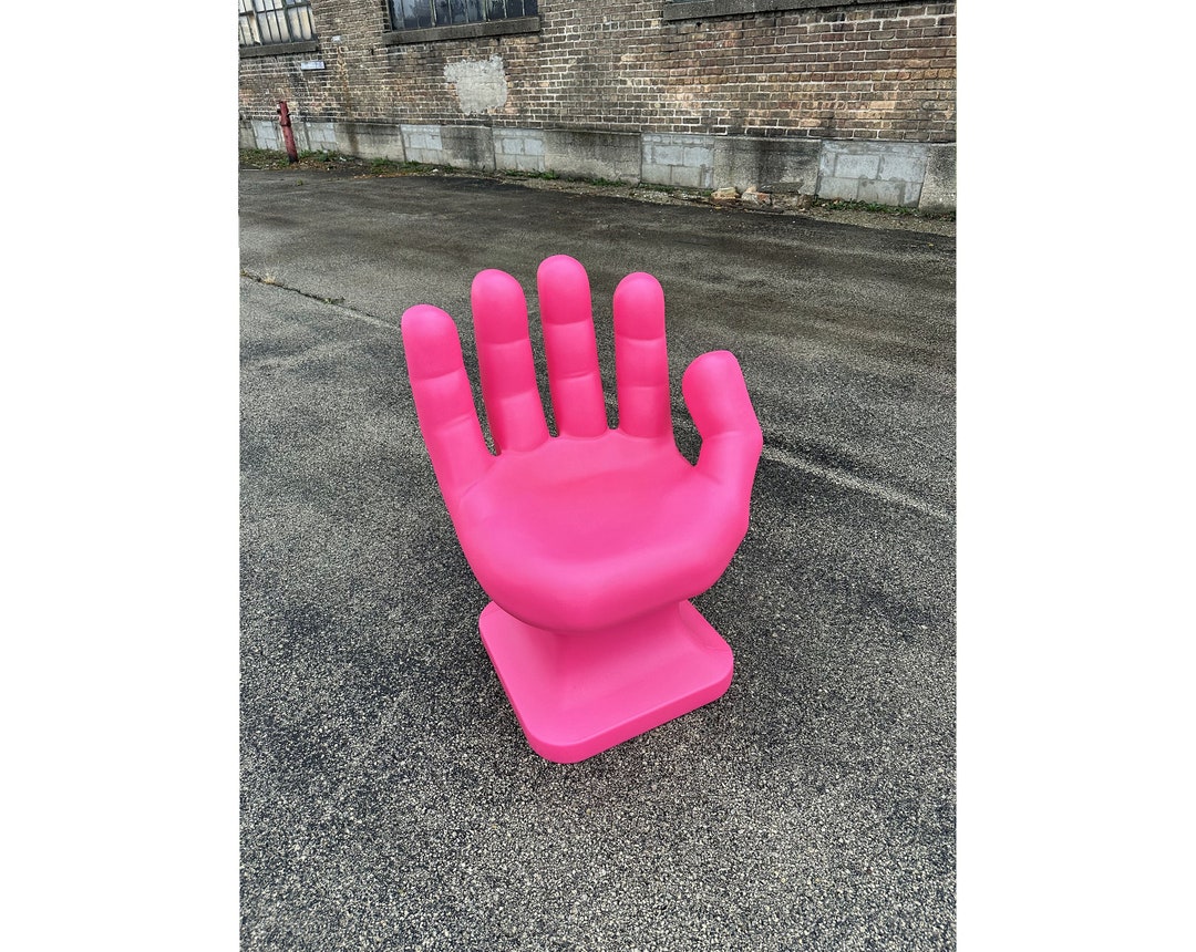 Neon Pink RIGHT Hand Shaped Chair 32" Tall Adult Size 70's Retro EAMES ...