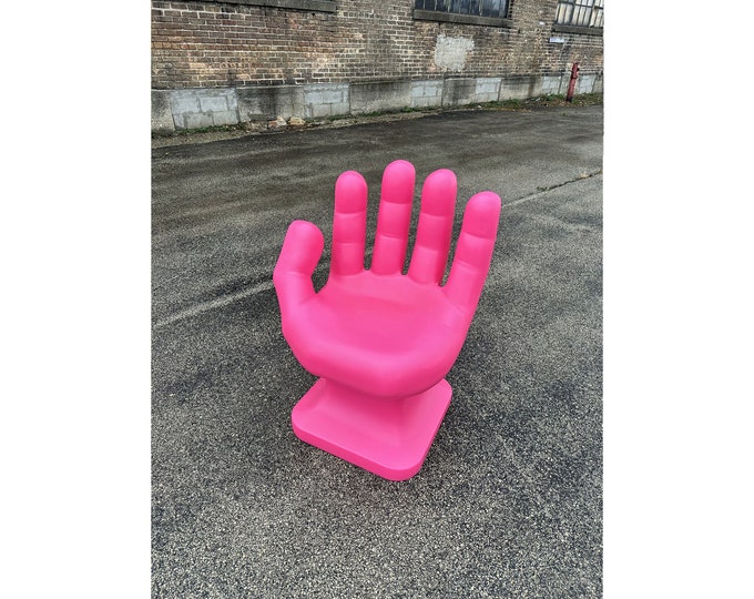 Neon Pink LEFT Hand Shaped Chair 32" Tall Adult Size 70's Retro EAMES ...