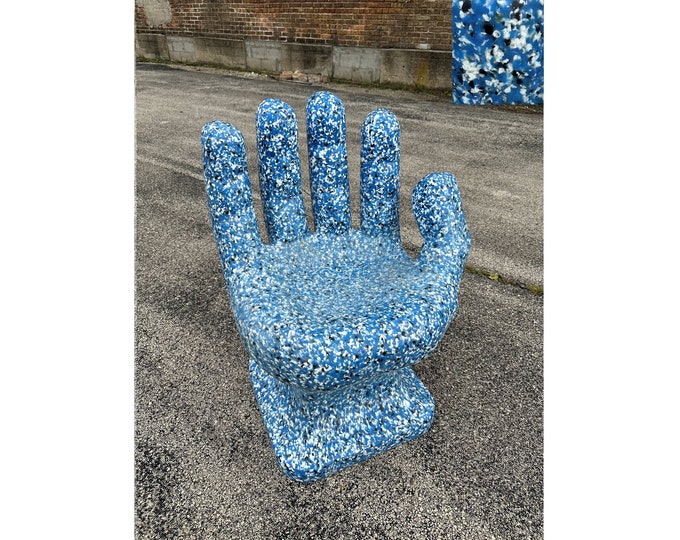 Granite/terrazzo Blue, White & Black RIGHT Hand Shaped Chair 32" Tall ...
