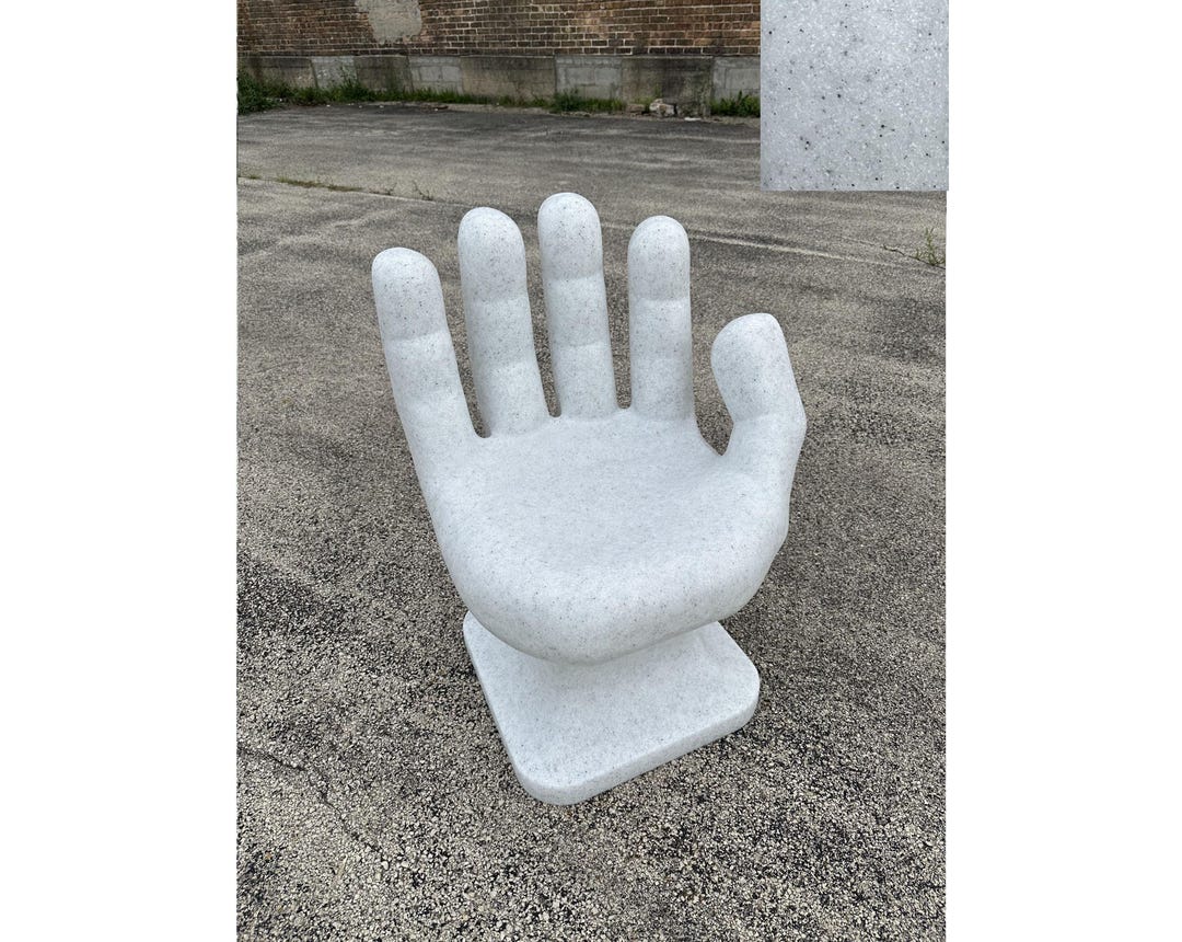 Faux Granite White Stone RIGHT Hand Shaped Chair 32" Tall Adult Size 70 ...