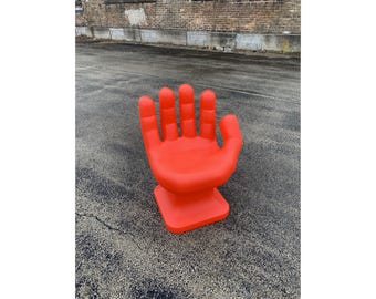 Red LEFT Hand Shaped Chair 32" Tall Adult Size 70's Retro EAMES Icarly ...