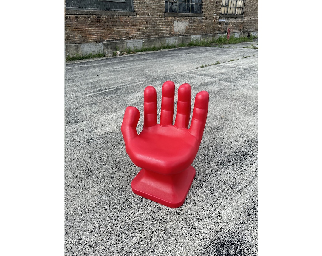 Red LEFT Hand Shaped Chair 32" Tall Adult Size 70's Retro EAMES Icarly ...