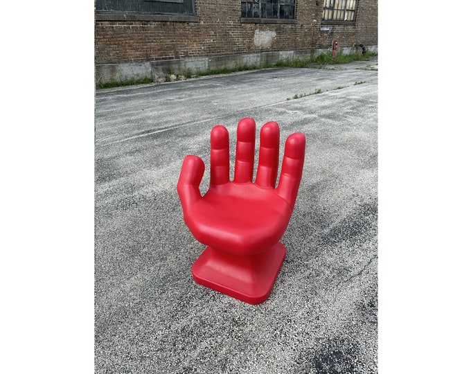 Red LEFT Hand Shaped Chair 32" Tall Adult Size 70's Retro EAMES Icarly ...