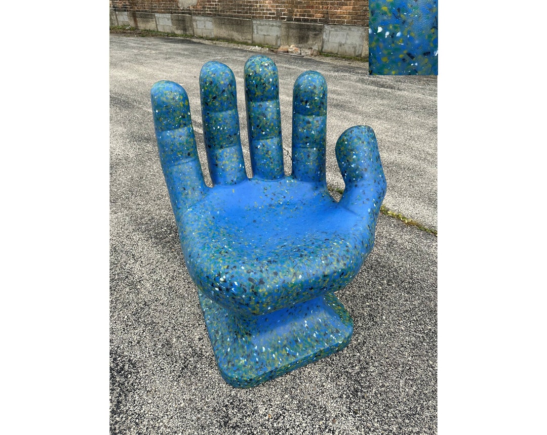 Granite/terrazzo Blue Yellow Black & White RIGHT Hand Shaped Chair 32 ...