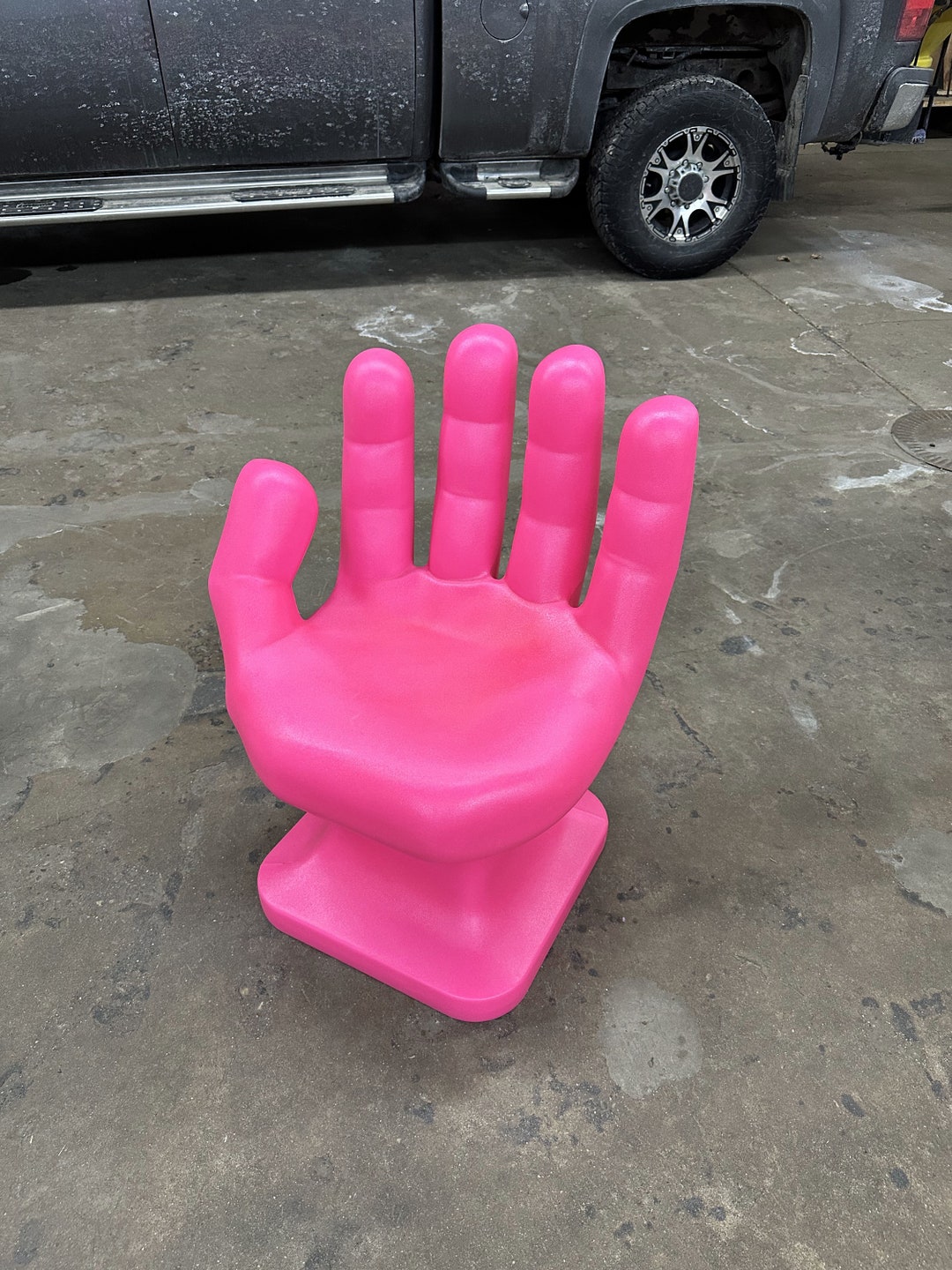 Highlighter Pink LEFT Hand Shaped Chair 32" Tall Adult Size 70's Retro ...