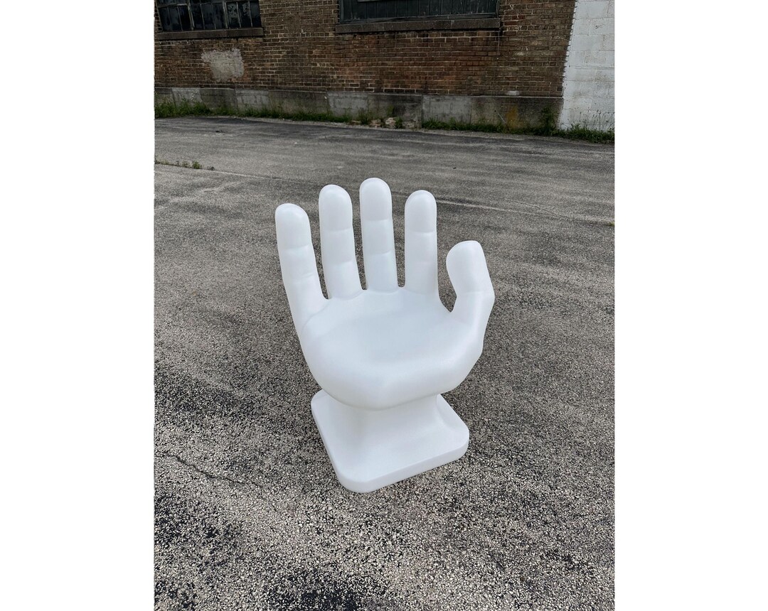 White RIGHT Hand Shaped Chair – Adult Size 32" Sculptural Retro Pop Art ...
