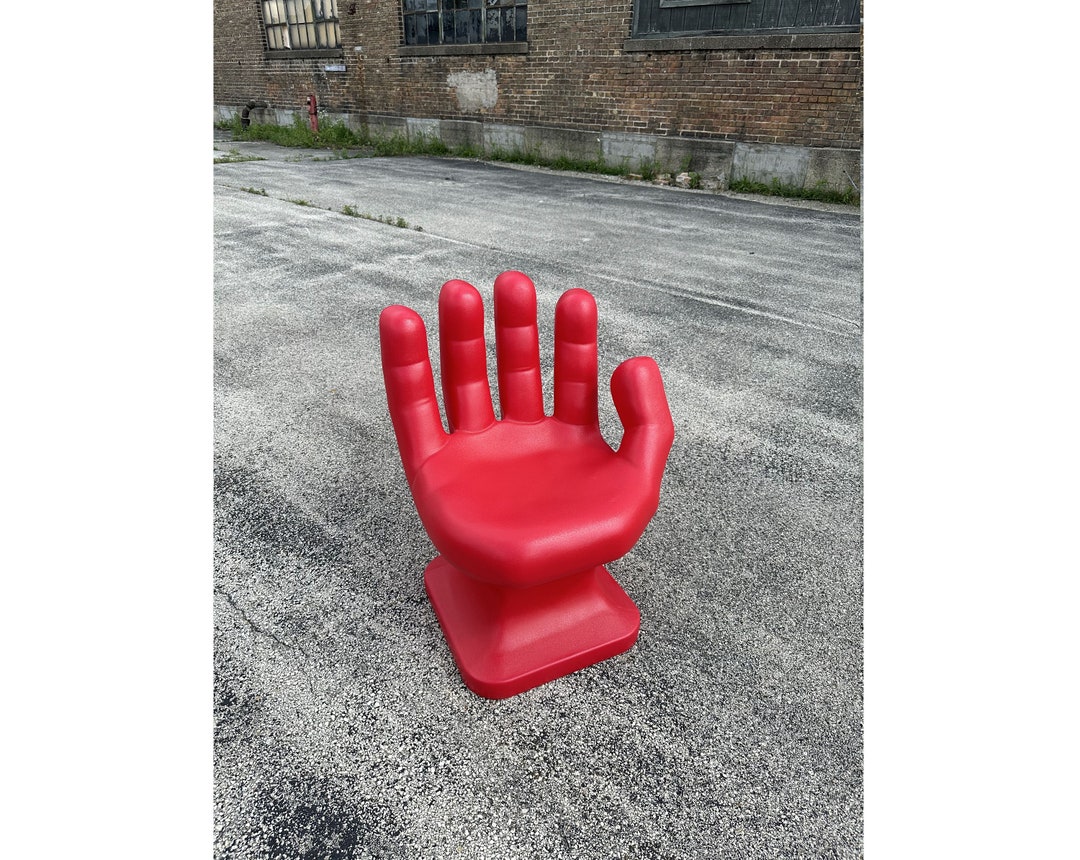 Red RIGHT Hand Shaped Chair 32" Tall Adult Size 70's Retro EAMES Icarly ...