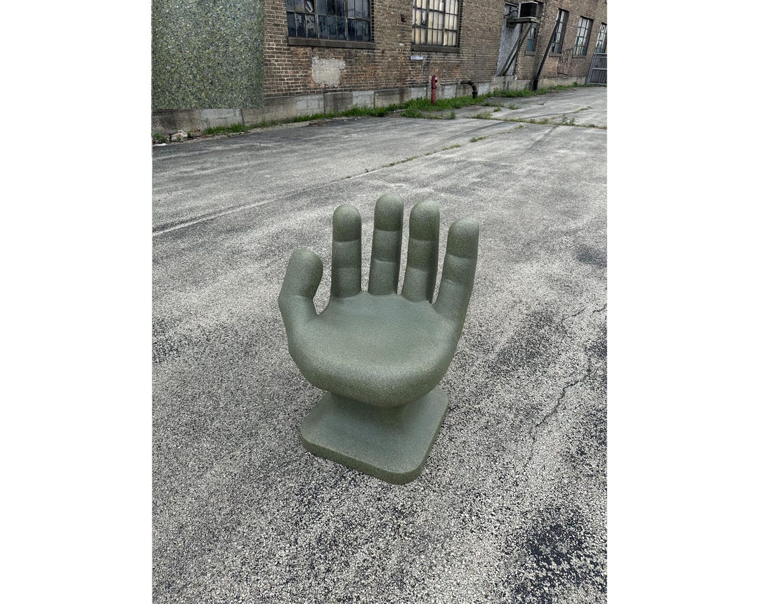 Faux Granite Sage Green LEFT Hand Shaped Chair 32" Tall Adult Size 70's ...