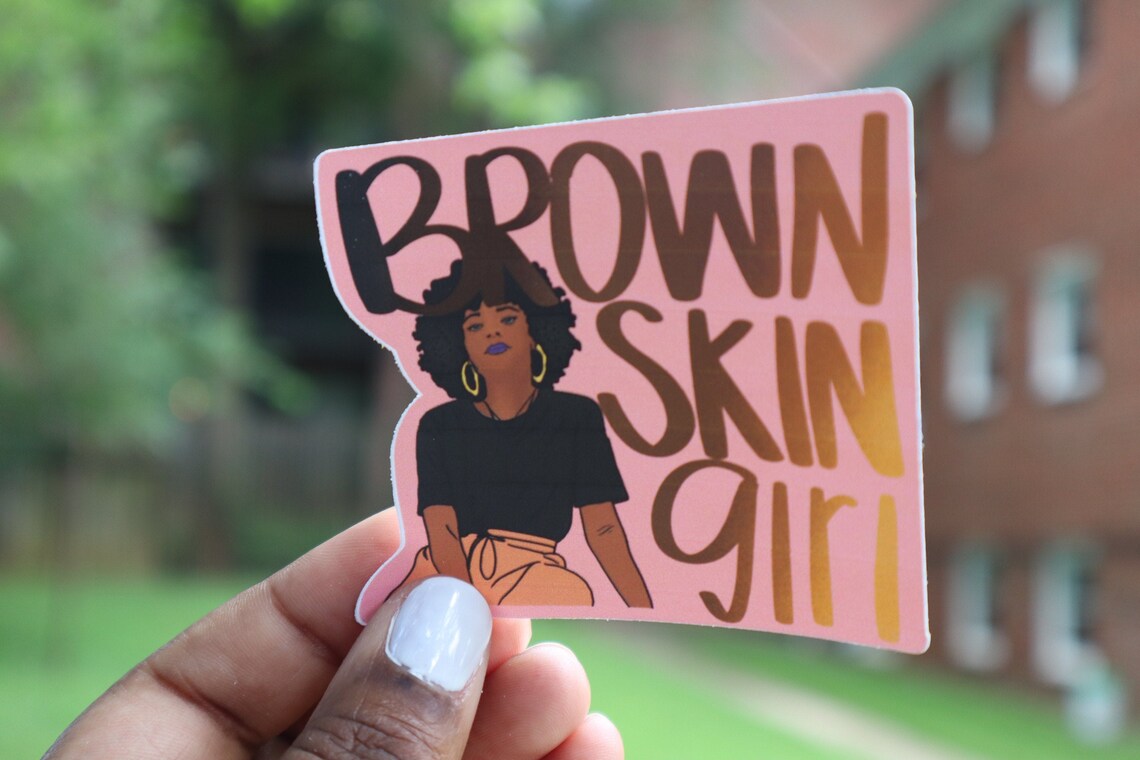Brown Skin Girl Vinyl Sticker Laptop Tumbler Hydro Flask - Etsy
