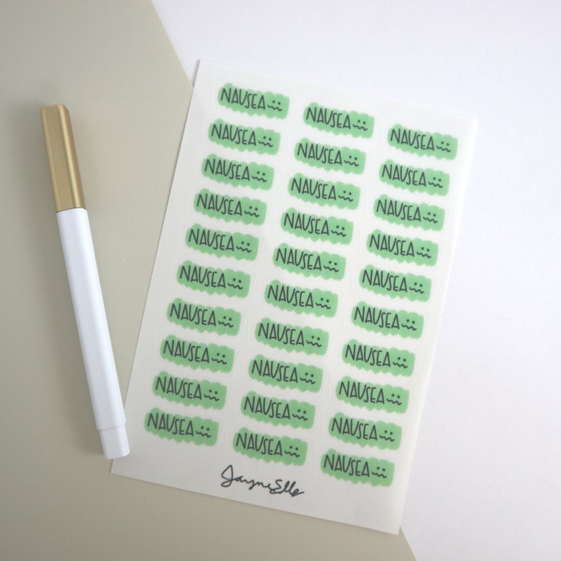 Nausea Sticker Symptom Stickers Wellness Tracking Stickers | Etsy