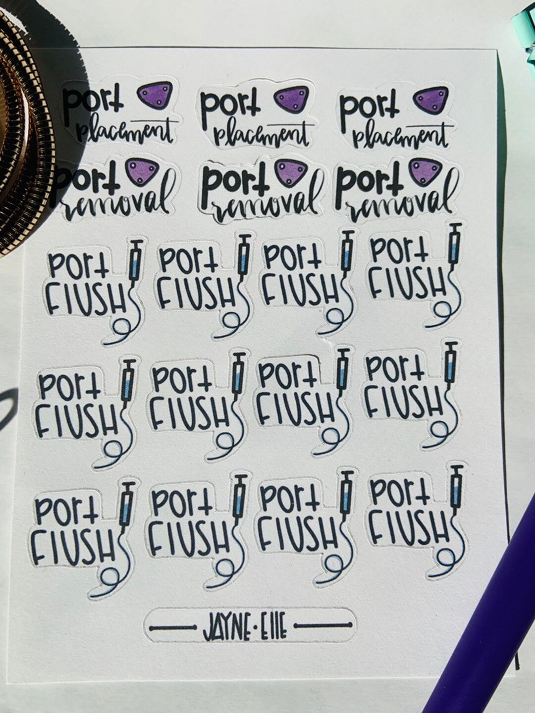 Chemo Port Stickers, Port Placement, Port Removal, Port Flush, Reminder ...