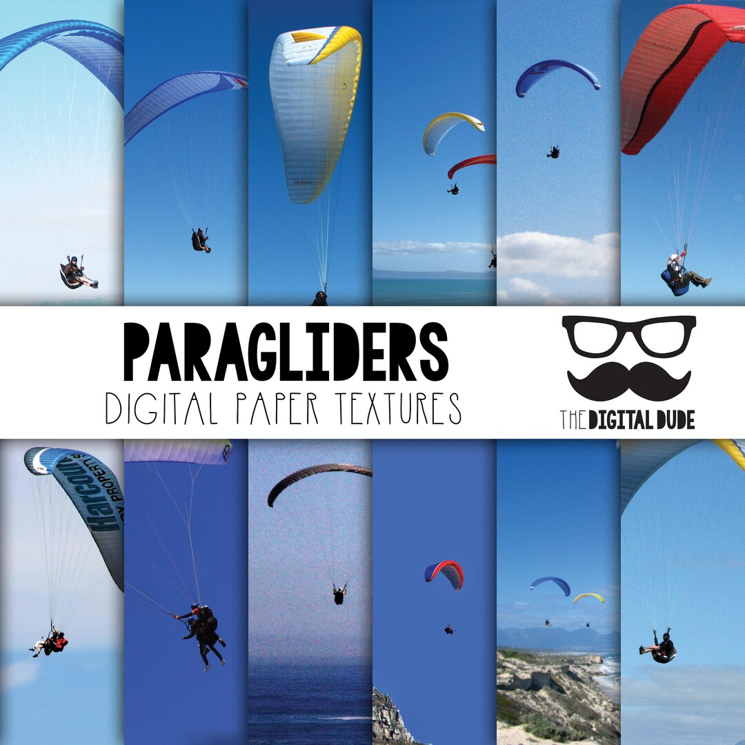 Paragliders Premium Digital Paper, Printable Scrapbook Paper Set ...
