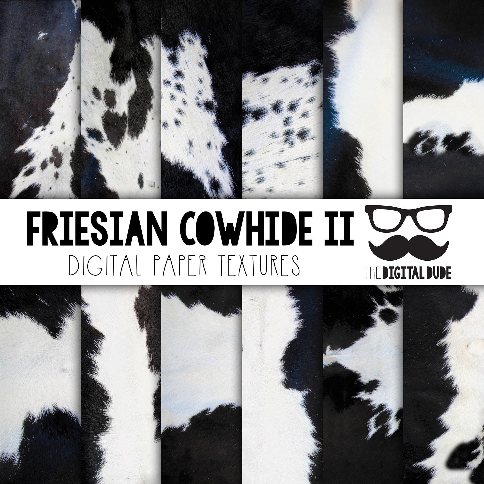 Friesian Cowhide Premium Digital Paper, Printable Scrapbook Paper Set ...