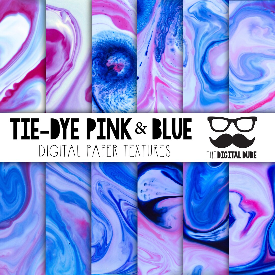 Tie-dye Pink & Blue, Premium Digital Paper, Printable Scrapbook Paper ...