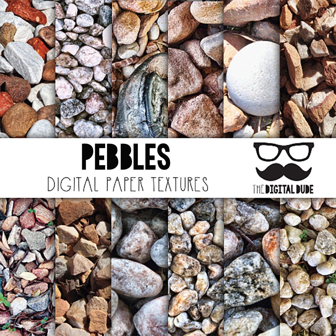 Pebbles Premium Digital Paper Set, Printable Scrapbook Paper, Pebbles ...