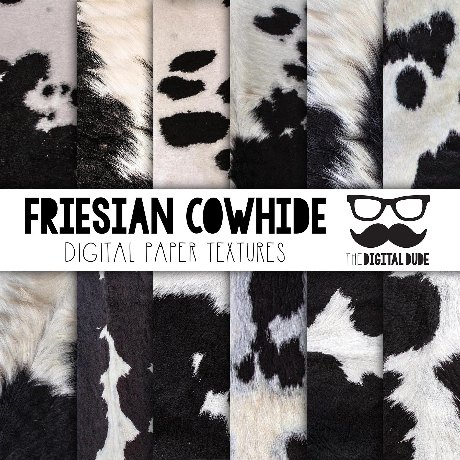 Friesian Cowhide Premium Digital Paper, Printable Scrapbook Paper Set ...