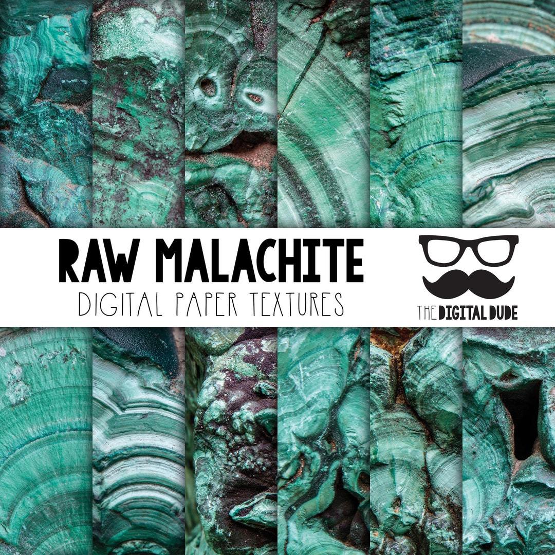Raw Malachite, Premium Digital Paper, Printable Scrapbook Paper Set ...