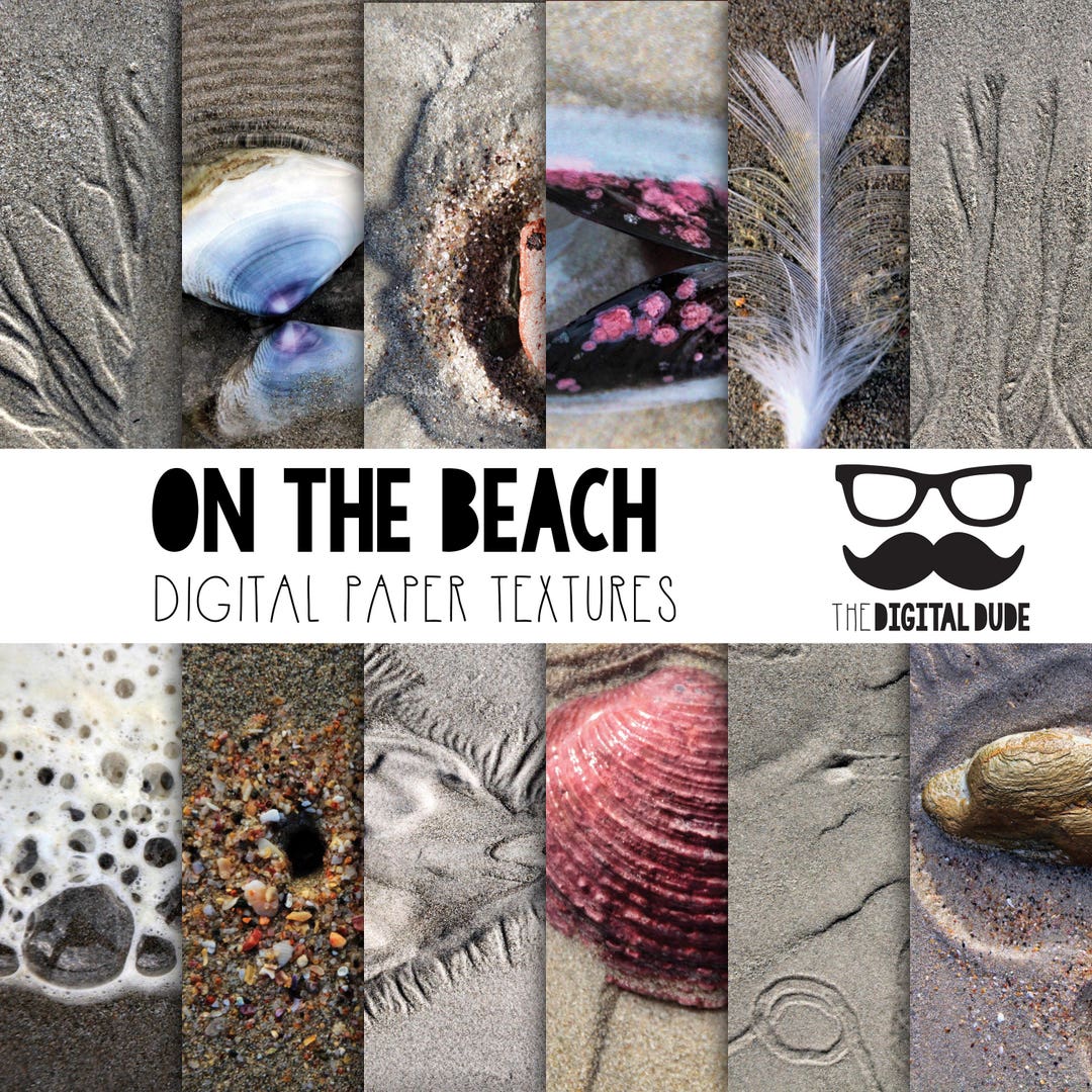 On the Beach, Premium Digital Paper, Seashore Textures, Printable ...